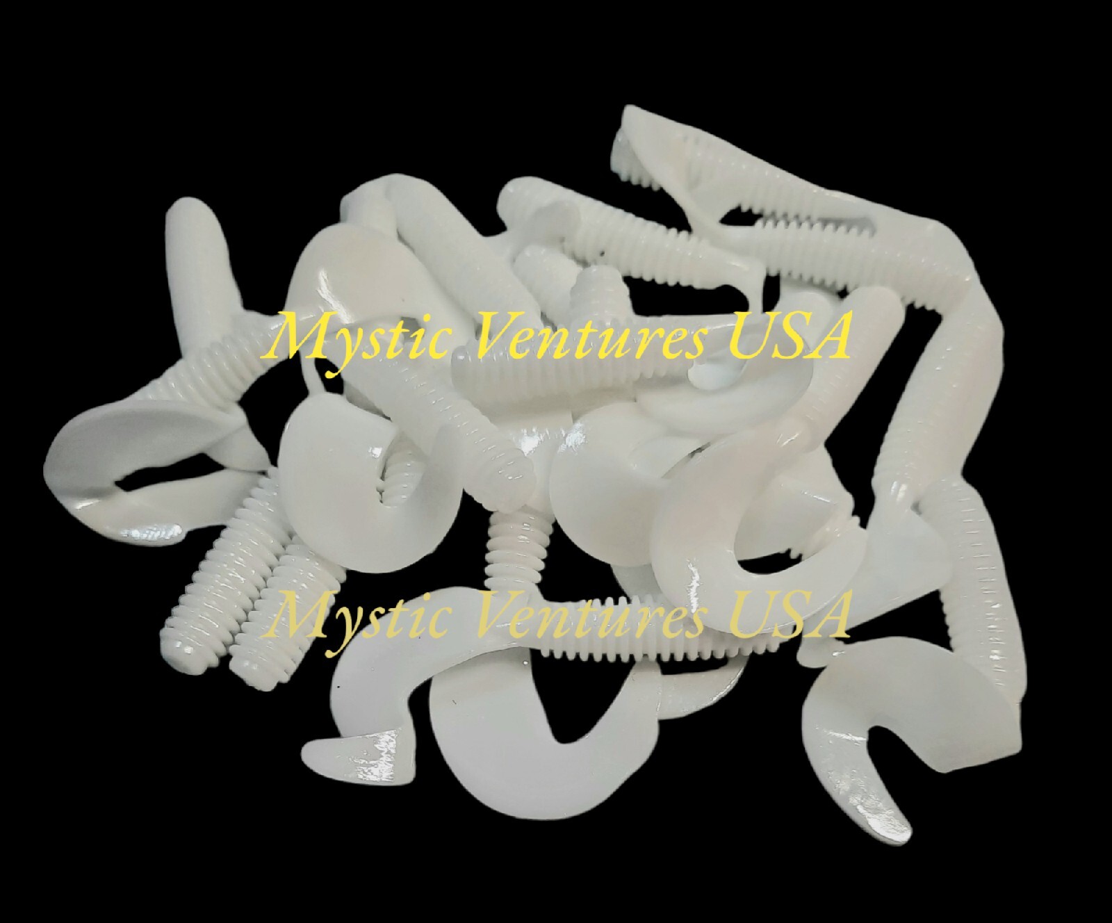 20ct - 2" WHITE Ribbed Twister Curly Tail Grubs Crappie Bluegill ...