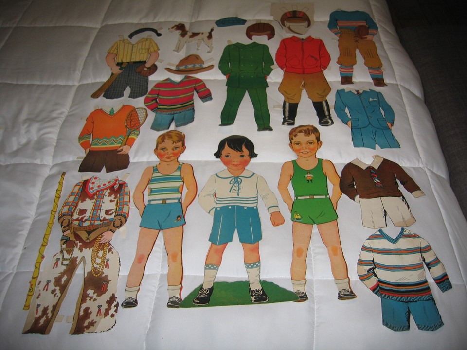 Vintage 50's Paper Dolls M.A. Donohue Cut-Out Dolls Ted Bob Joe Cut Lot ...