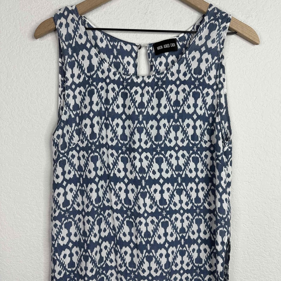 Nixon Asked Cash Dress Women's S Blue White Abstract Boho Sleeveless ...
