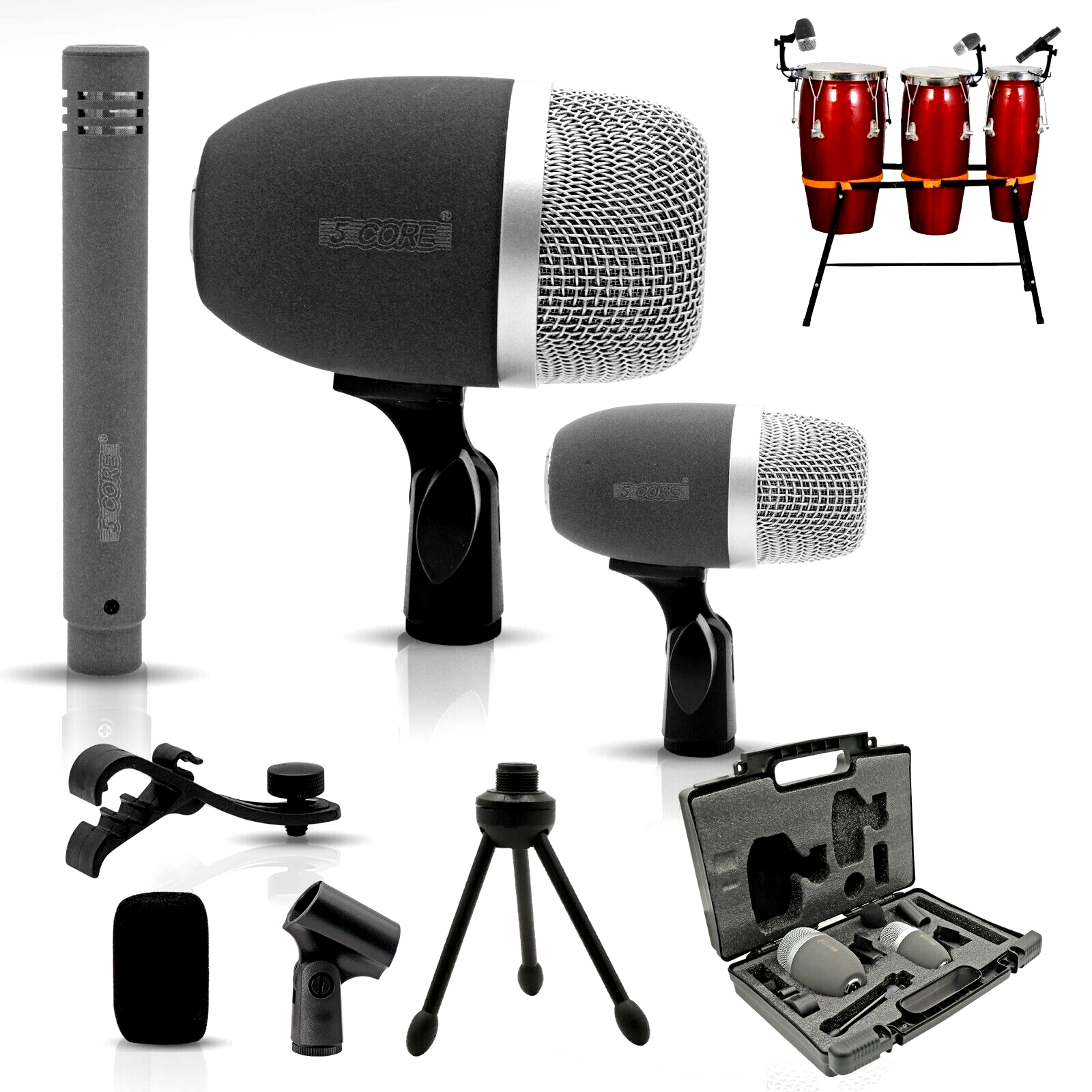 Tom Snare Drum Kick Bass Microphone for Conga Bongo Instrument Djenbe ...