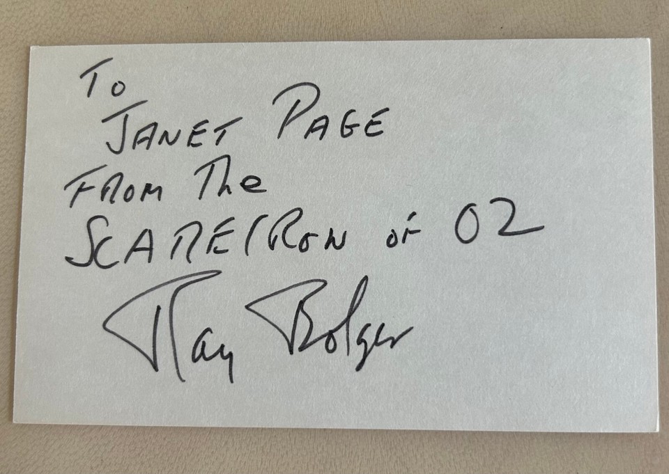 RAY BOLGER (Scarecrow Wizard of Oz) Boldly Hand Autographed Signed Card ...