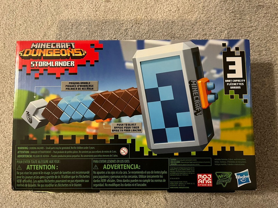 NERF Minecraft Stormlander Dart-Blasting Hammer, Fires 3 Elite Darts ...