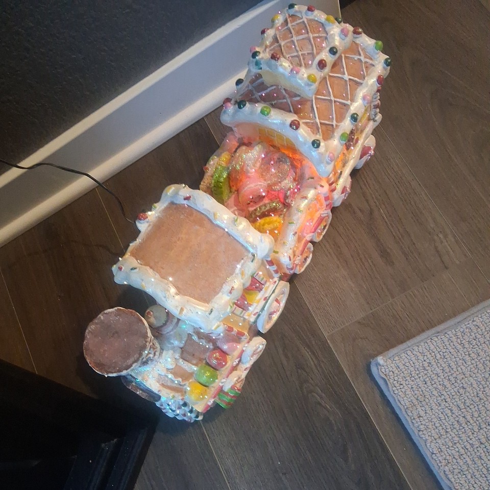 Christmas 1990s Cracker Barrel Gingerbread Train Fiber Optic Light Up ...