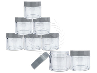 6 Pieces 30 Gram/30ml Plastic Clear Sample Jar Containers with Gray ...