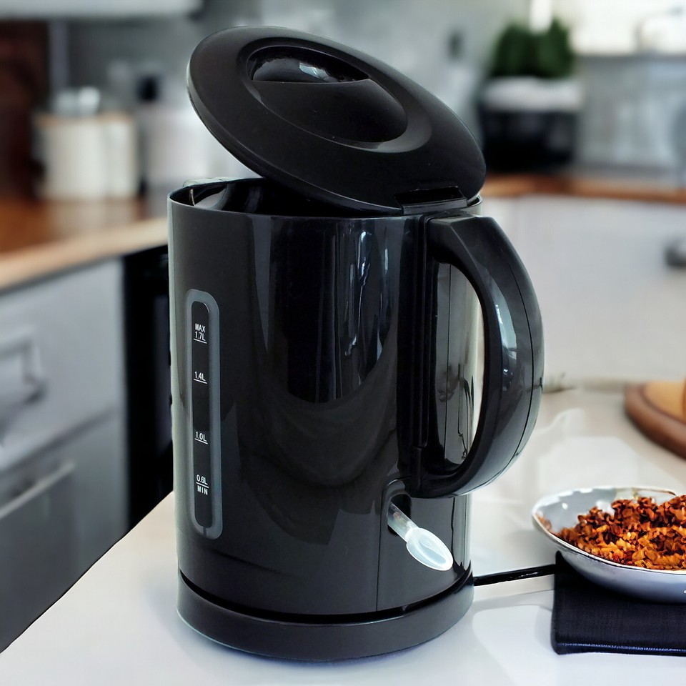 Cordless Electric Kettle Black 1.7 Litre Jug 2200W Rapid Boil Strix ...