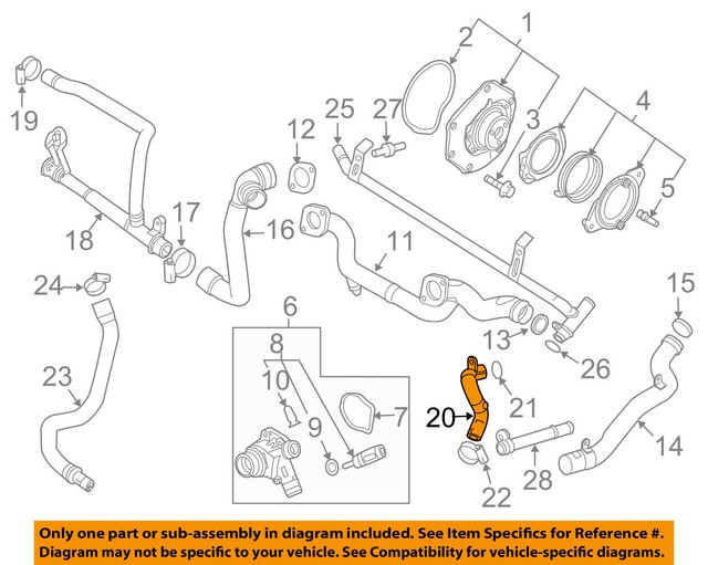 Volvo OEM 07-14 S80 3.2l-l6 Cooling-water Pipe Right 30713530 for sale ...