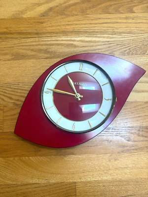 Vintage Bayard Wall Clock - Retro Mid Century Atomic Rare RED Formica ...