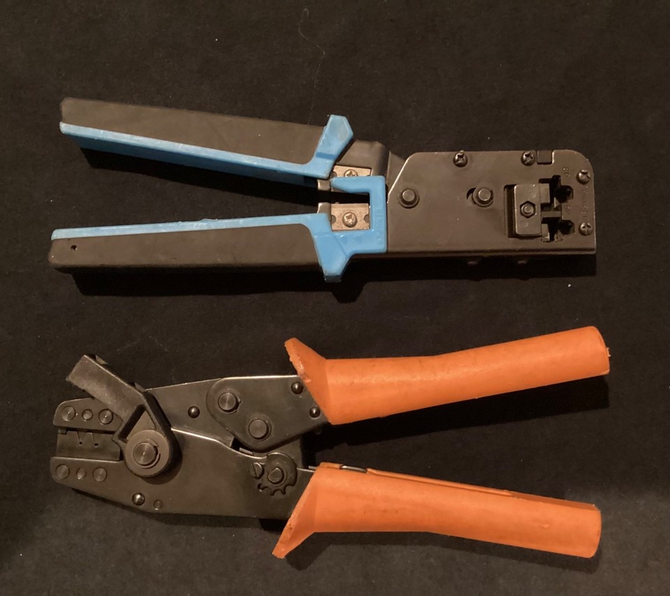1- SPX45000 EZ-RJ45 CRIMPER & 1- ORANGE HANDLE SMALL PIN CRIMPER | eBay