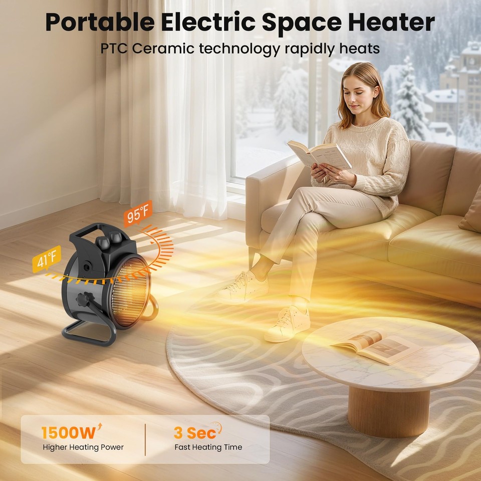 Space Heaters for Indoor Use, 1500W PTC Electric Heaters with ...