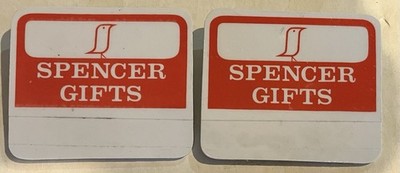 2 SPENCER Gifts Retail Store Employee Name Tags Vintage | eBay