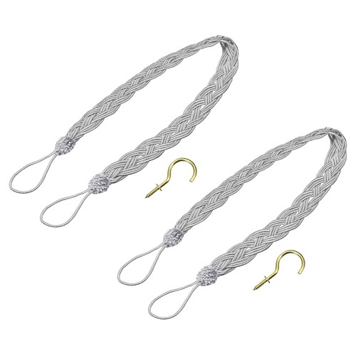 2Pcs 23" Curtain Tiebacks Braid Drapery Holdback Holder with Hooks ...