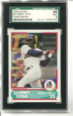 SAMMY SOSA SGC 9 Mint RC 1990 Score Young Superstar # 25 card White Sox ...