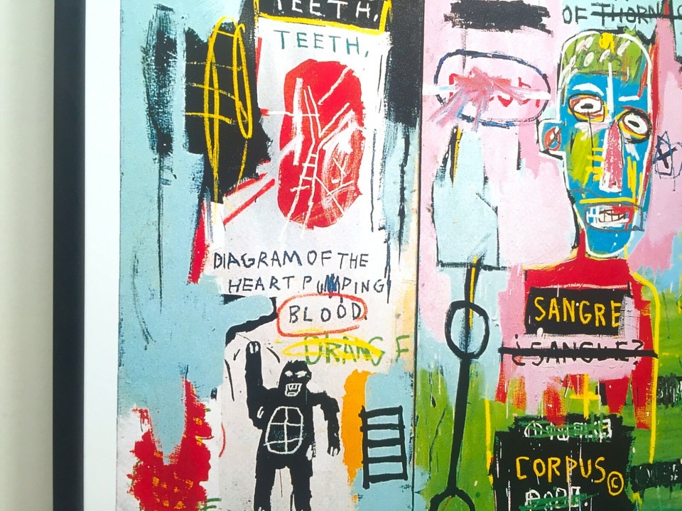 JEAN MICHEL BASQUIAT RARE 1999 FRAMED LITHOGRAPH POSTER " IN ITALIAN ...