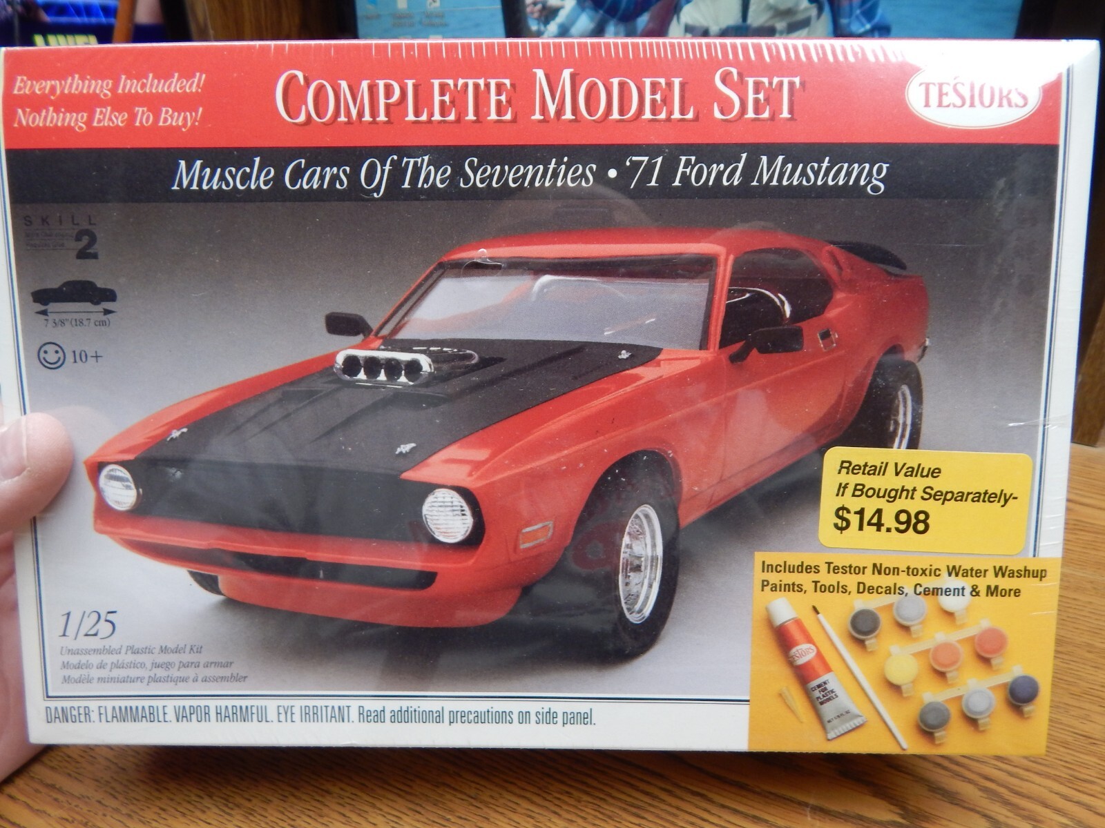 TESTORS 4082 71 FORD MUSTANG CAR MODEL KIT NEW IN SEALED BOX 1/25 SCALE ...