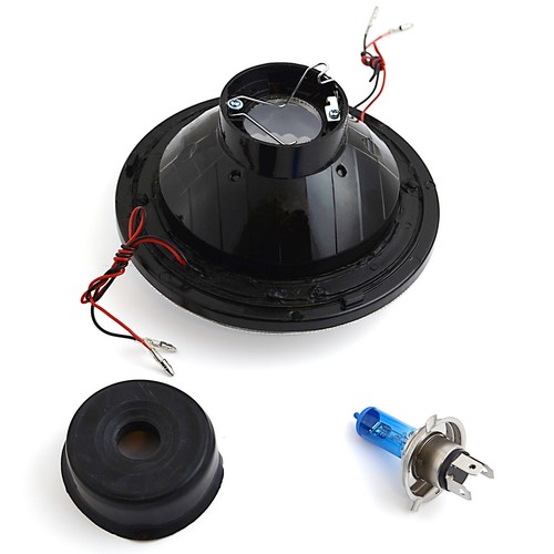 7" Halogen Blue Split LED Halo Ring Angel Eye Headlight Headlamp Light ...