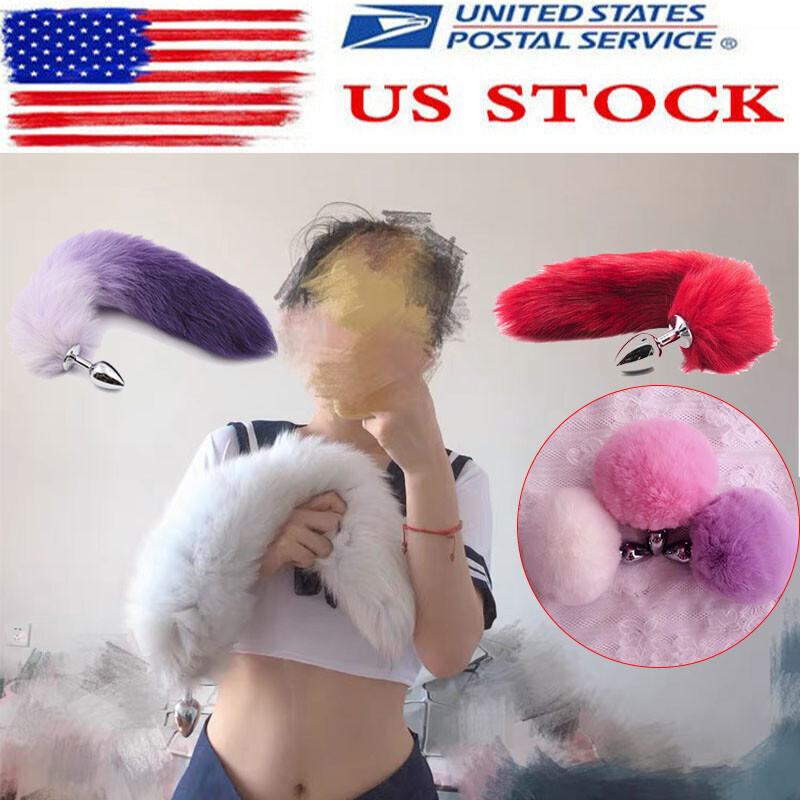 Furry Bunny/Fox Tail Cosplay Silicone/Metal Plug Role-Play BDSM Bondage ...