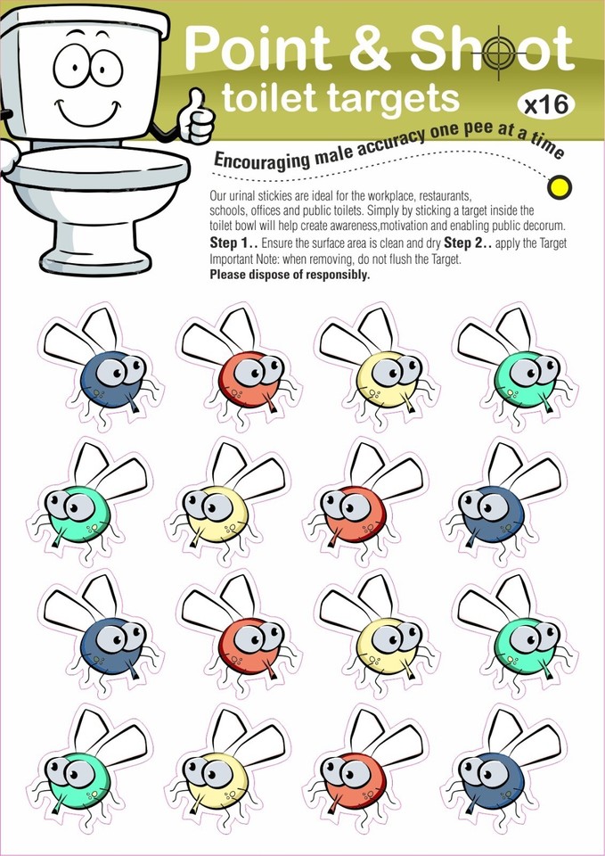 Toilet Target Vinyl Stickers urinal bathroom pub bar training cleaning ...