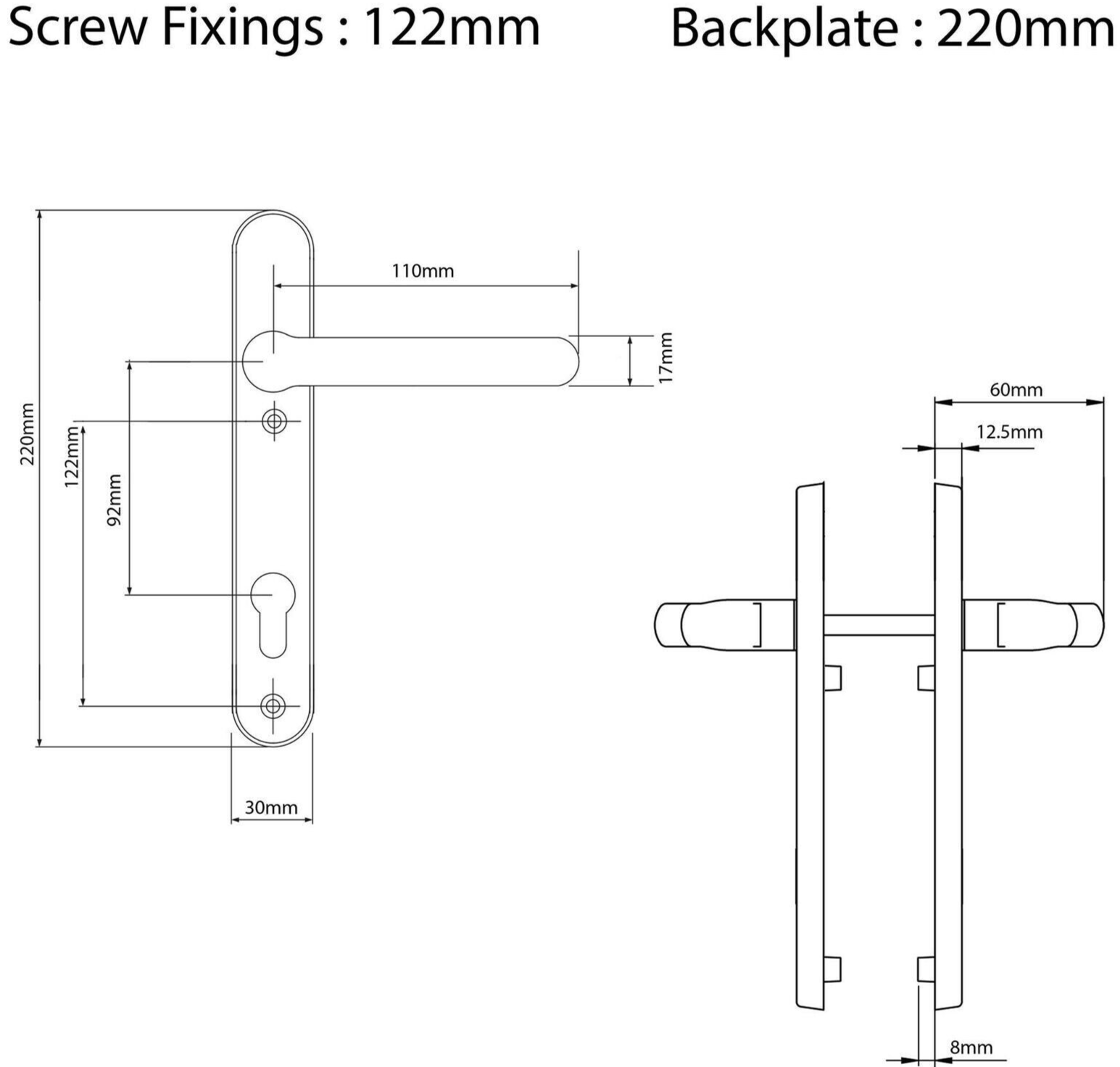 White Door Handle Set 92PZ Sprung Double Glazing Pair Patio PVC Lever ...