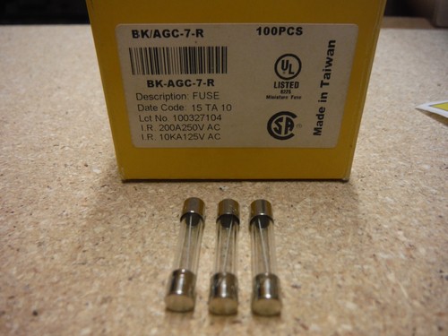 Bussmann Fast Acting Fuse 7A 250V BK/AGC-7-R (10pk) | eBay