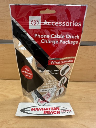 New Toyota Quick Charge Cable Package PT976-03200 iPhone Lightning USB-A USB-C | eBay