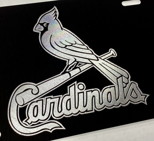 Engraved St. Louis Cardinals Car Tag Diamond Etched Black Metal License ...