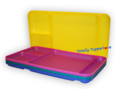1 Tupperware Trays Set Divided Lunch & Dinner Plates Rainbow Yellow ...