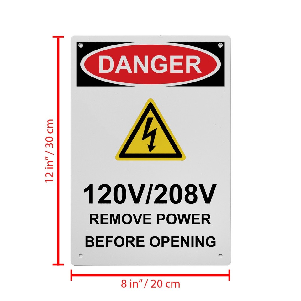 120V/208V Remove Power Sign, 8.5 x 11 in" OSHA Compliant Electrical ...