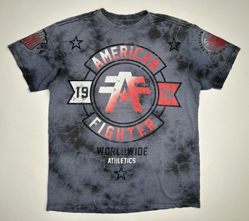 American Fighter Y2K MMA Tie Dye AOP T-Shirt Black Gray | L | eBay