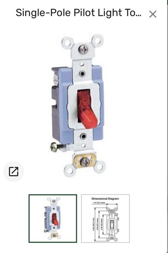 Leviton Single-Pole Pilot Light Toggle Switch, 15A, 120V, Red ...