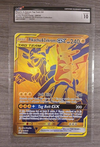 CGC 10 Pikachu and Zekrom Tag Team GX Jumbo Promo Card | eBay
