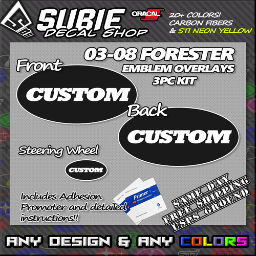 Custom Made Emblem Overlays 3PC Kit For Forester 03-08 STi Crosstrek ...