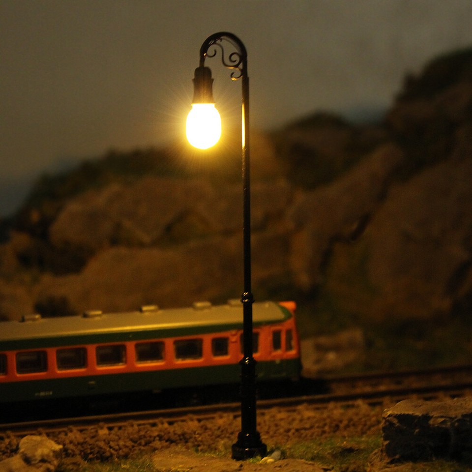 10pcs Model Railroad OO HO Scale Lamp 1:87 Street Lights Led 9.3cm 12V ...