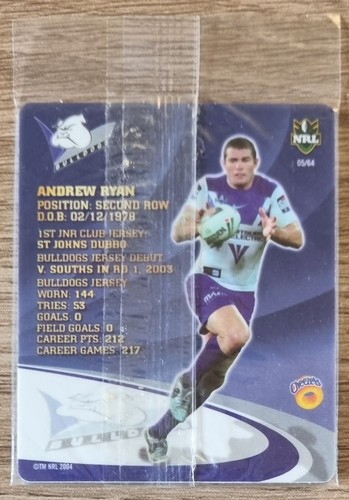 NRL Samboy The Footy Frames Tazo ~ Andrew Ryan ~ Canterbury Bulldogs ...