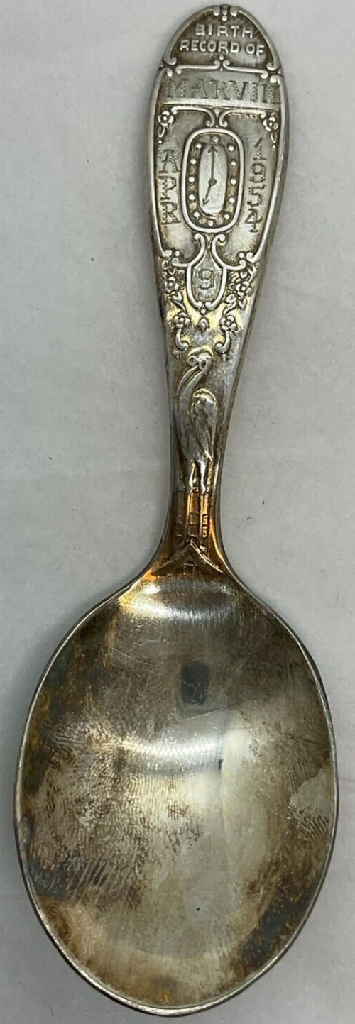 Vintage Birth Record Wm Roberts Baby Spoon April 9 1954 Marvin ...