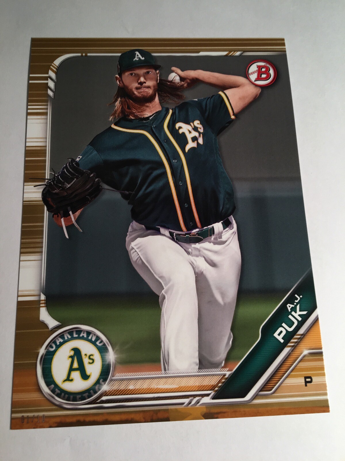 2019 Bowman Paper Prospects Jumbo 5x7 A.J. Puk A's BP17 Gold 02/10 | eBay