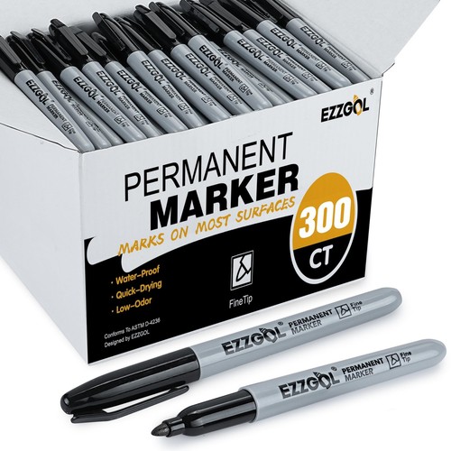 Permanent Markers Bulk, 300 Pack Fine Tip Black Permanent Markers ...