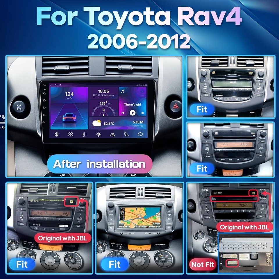 8 Core Car Stereo Radio for Toyota RAV4 2007-2012 Support JBL 5Ghz WiFi ...