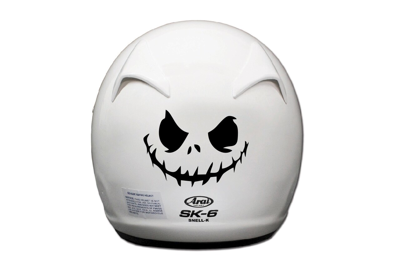 Motorcycle Helmet EVIL SMILE FACE Vinyl Decal Sticker Reflective GLOSS ...