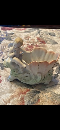 Occupied Japan Bisque Cherub Angel Riding A Dragon | eBay