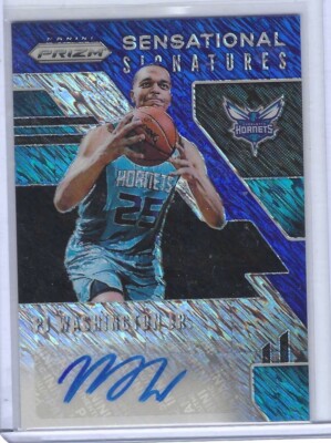 PJ WASHINGTON JR 2019 PRIZM BLUE SHIMMER SENSATIONAL SIGNATURES AUTO RC ...
