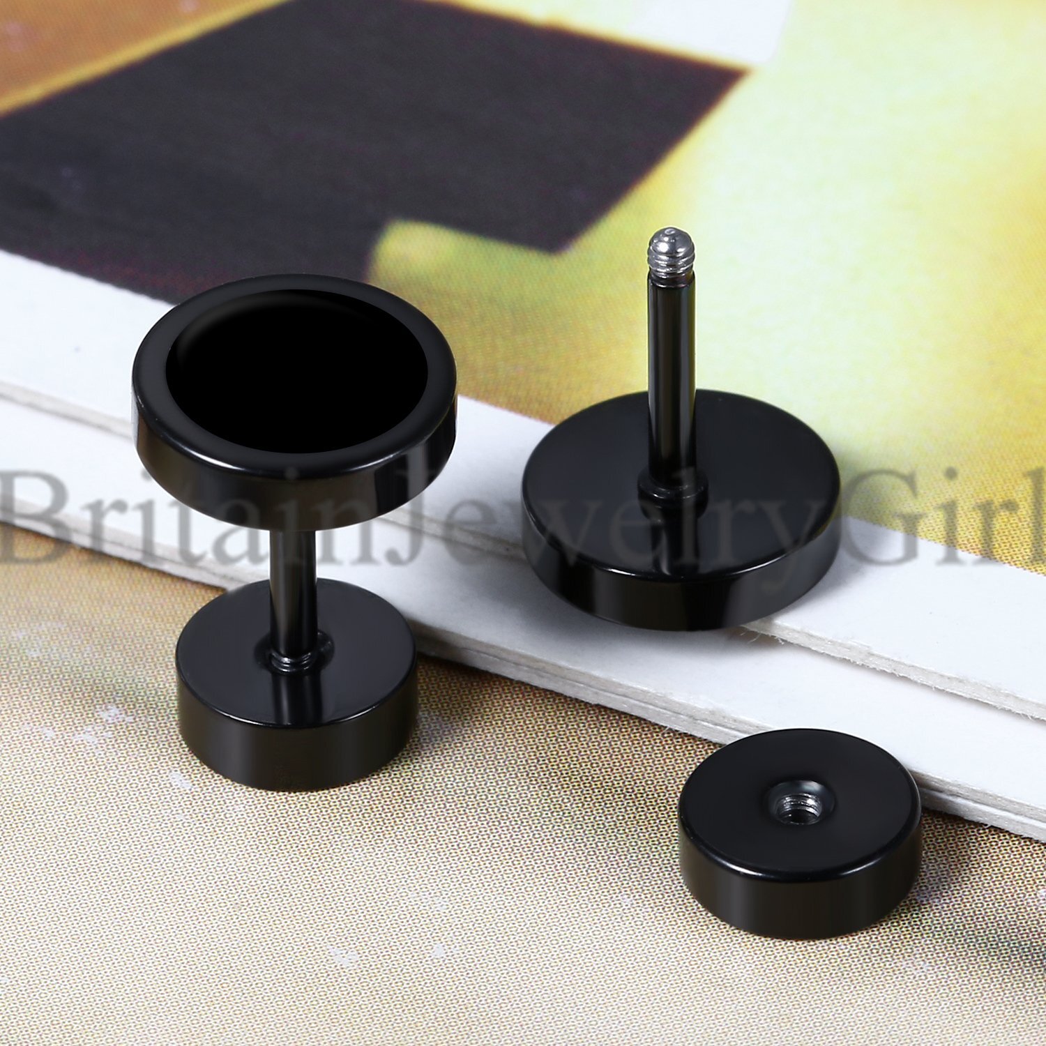 Men Women Stainless Steel Dumbbell Barbell Ear Stud Earrings Piercing ...