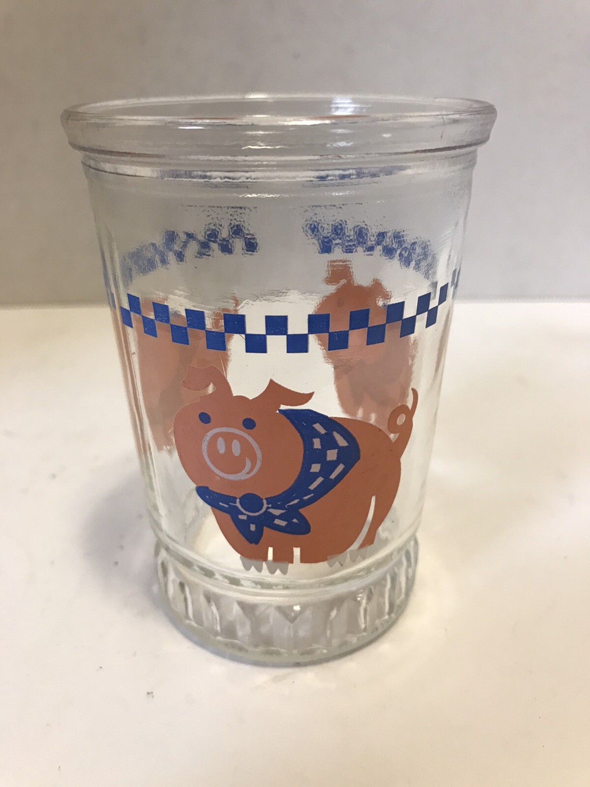 1 VINTAGE BAMA JELLY JAR PIG WITH BANDANA JUICE GLASS 4" TALL FARMHOUSE ...