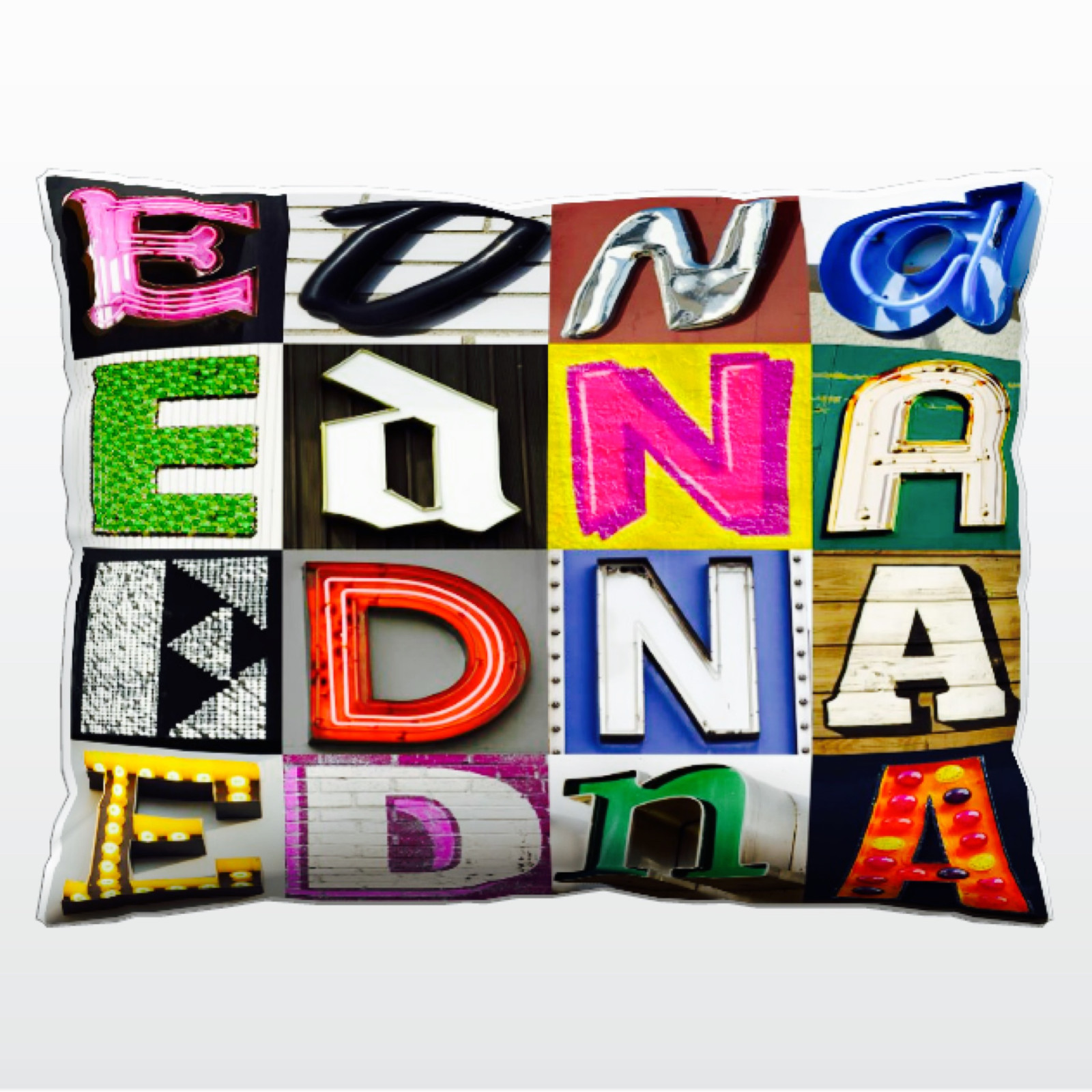 Personalized Pillow featuring the name EDNA in photos of actual sign ...