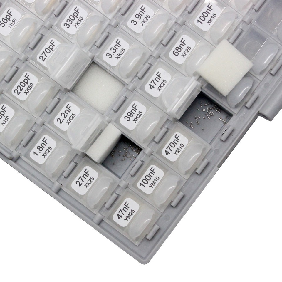 SMT SMD 0402 capacitor kit 75 values x 50 pcs distributed in BOX-ALL 5p ...