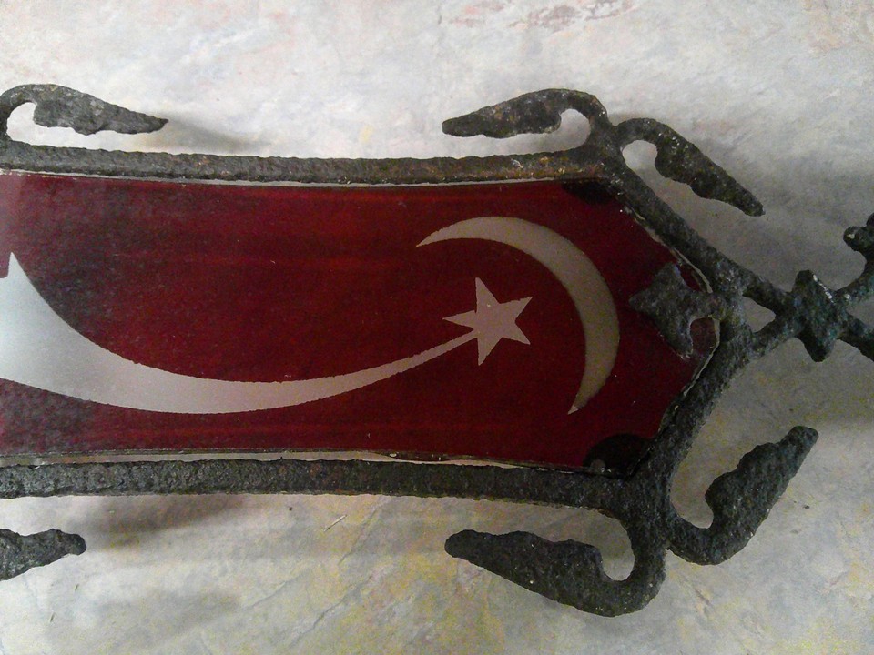 ANTIQUE RUBY RED GLASS CRESCENT MOON & SHOOTING STAR WEATHERVANE ...