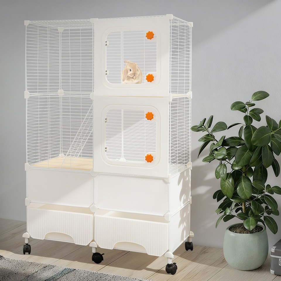 LARGE 3-Tier Hamster Cage Rodent Habitat Rabbit House W/ Ramp Passage ...