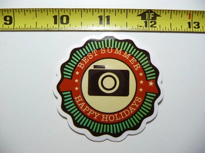 HAPPY SUMMER HOLIDAYS CAMERA SMALL STICKER DECAL TRAVEL VACATION ON ...