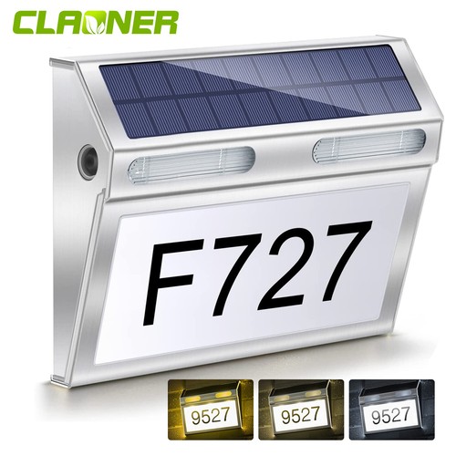 CLAONER Solar Power House Numbers Sign Door Light Outdoor LED Address ...