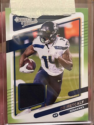 DK METCALF 2021 DONRUSS "THREADS" SEAHAWKS USED WORN JERSEY PATCH RELIC ...