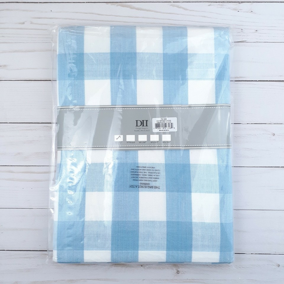 Fabric Tablecloth Blue White Plaid 52x52 Square | eBay